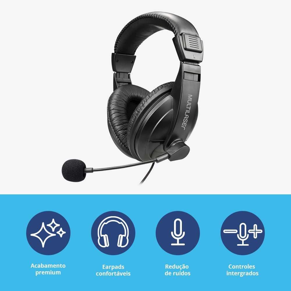 Fone Com Microfone Profissional Giant P2 Multilaser | Lojas Pinguim